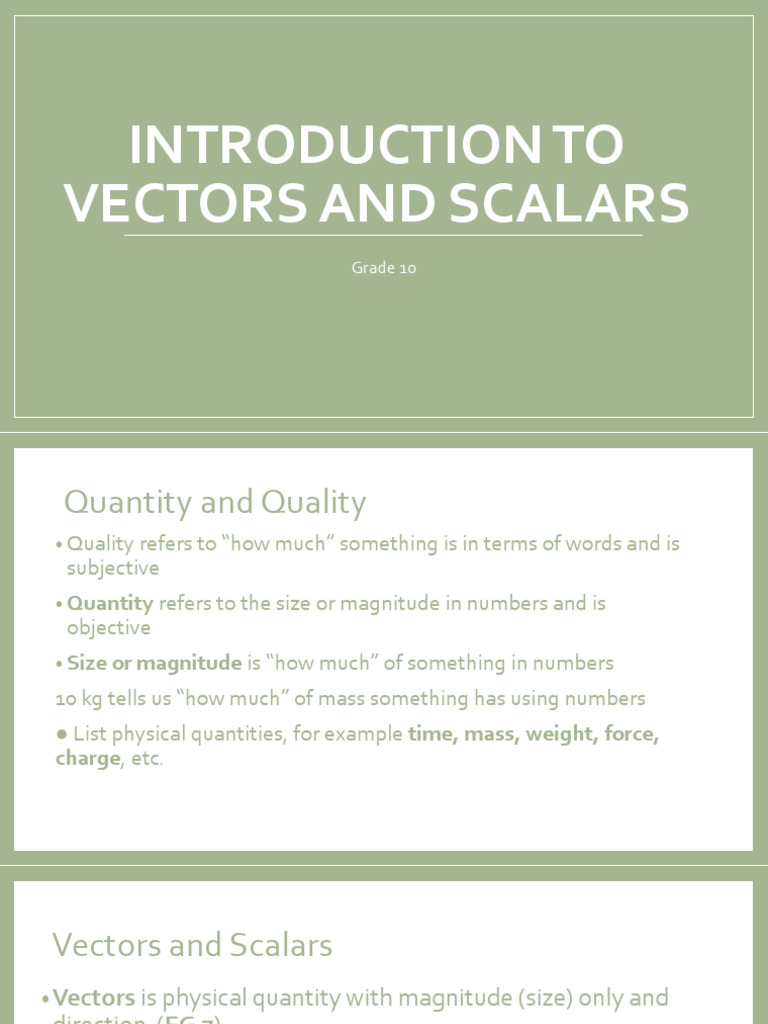 Introduction To Vectors and Scalars | PDF | Euclidean Vector | Weight