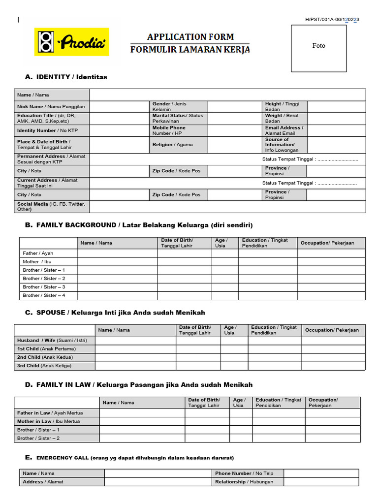 Application Form - Nama Kandidat | PDF