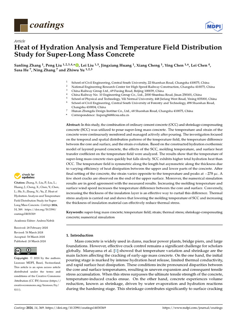 Heat of Hydration Analysis and Temperature Study | PDF | Concrete | Cement