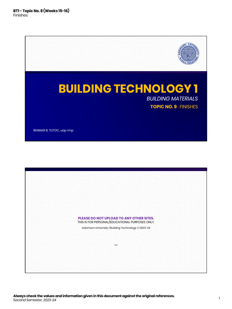 BT1 - Topic 9 (Finishes) | PDF | Paint | Flooring