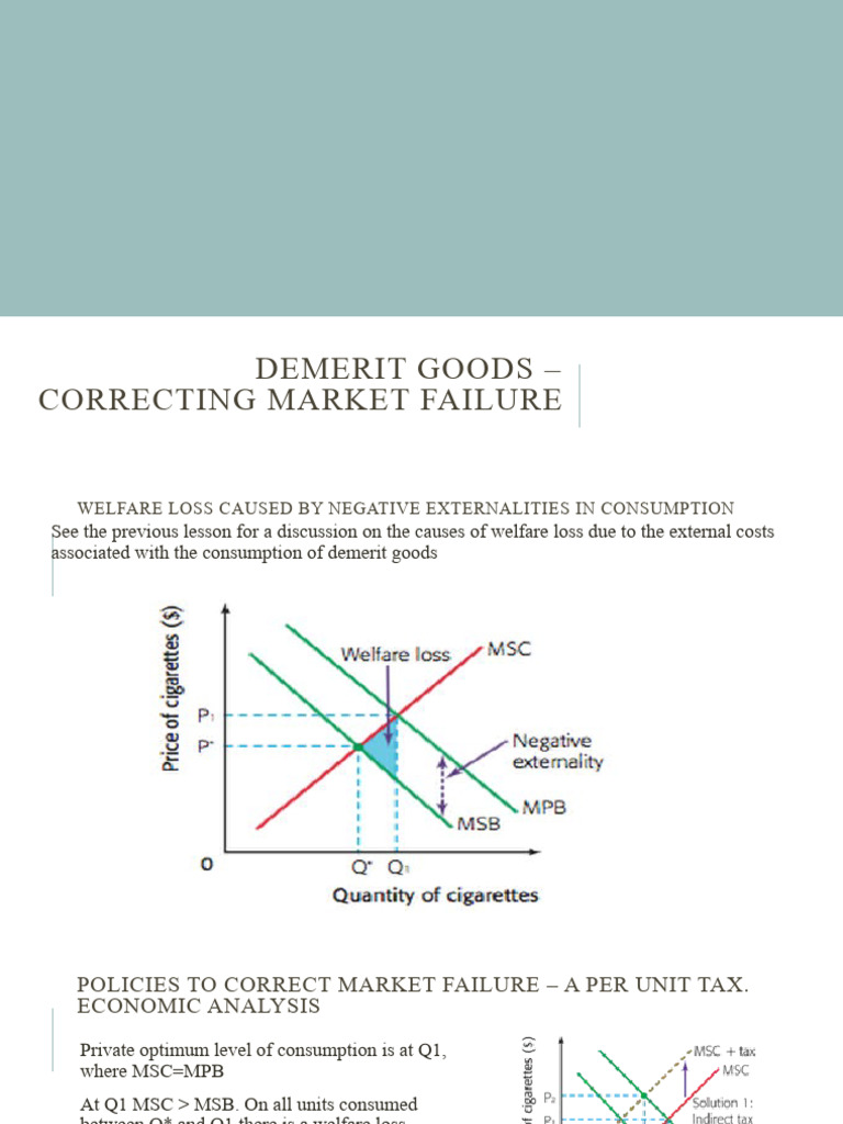 Demerit Goods. Correcting Market Failure | PDF | Taxes | Demand