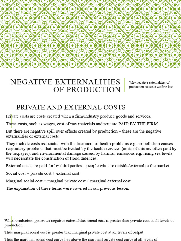 Negative Externalities in Production | PDF | Externality | Profit (Economics)