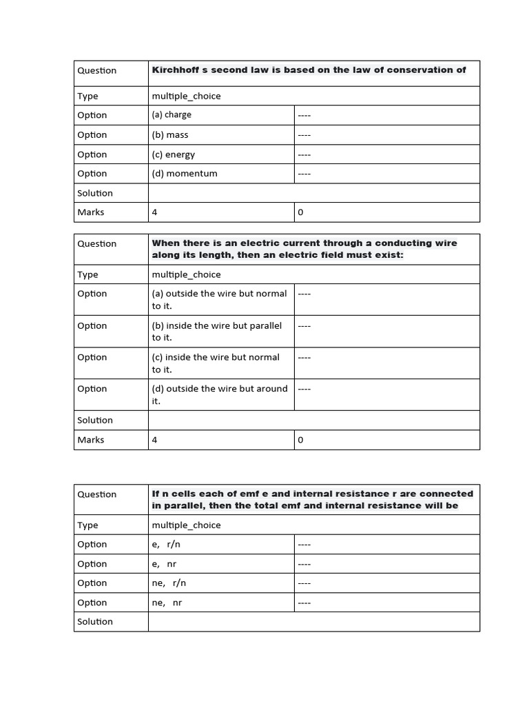 Current Electricity Test | PDF | Electrical Resistivity And ...