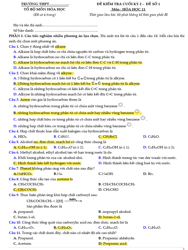 2 DE CUOI KY 2 HOA 11 THEO MH.2025 HS | PDF