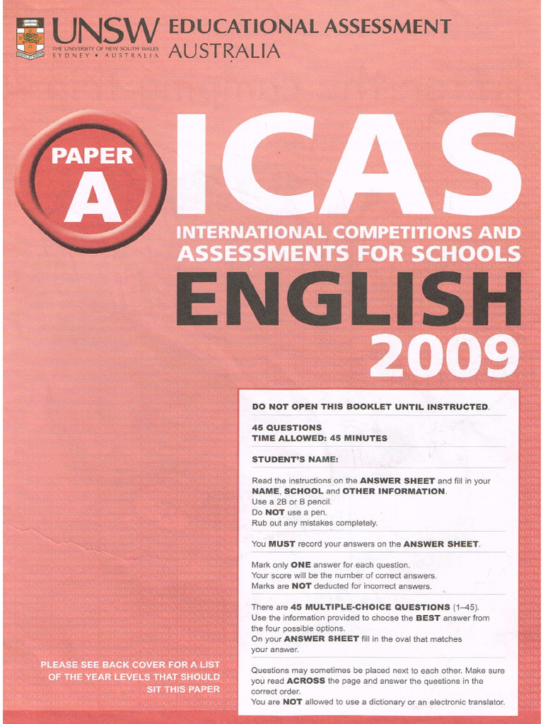 English A 2009 With Answers | PDF