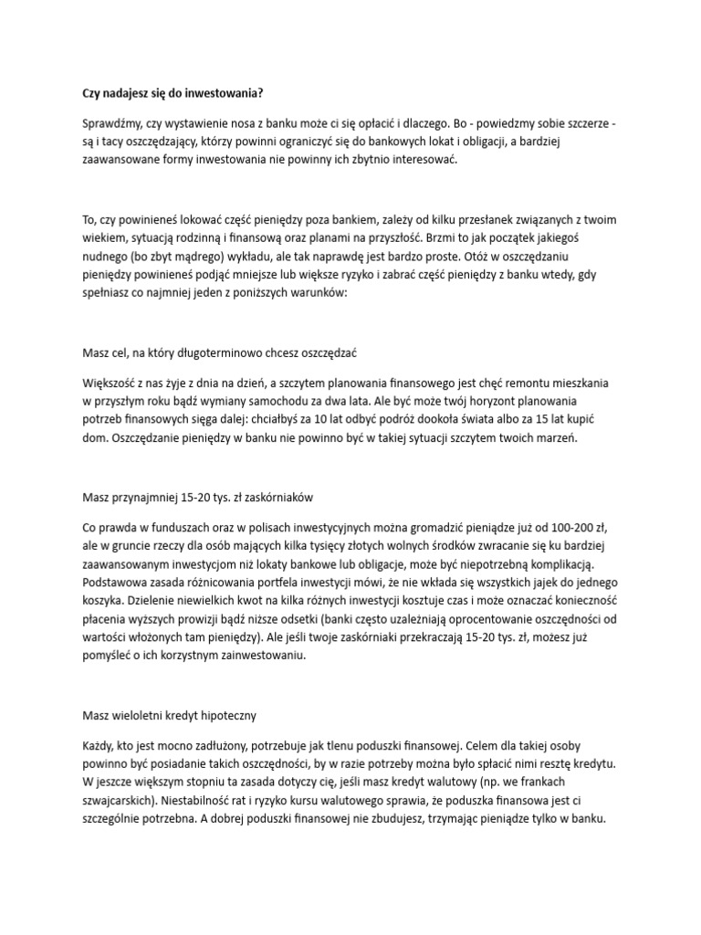 1.podstawy Inwestowania | PDF