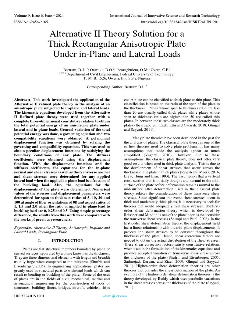 Alternative II Theory Solution for a Thick Rectangular Anisotropic ...