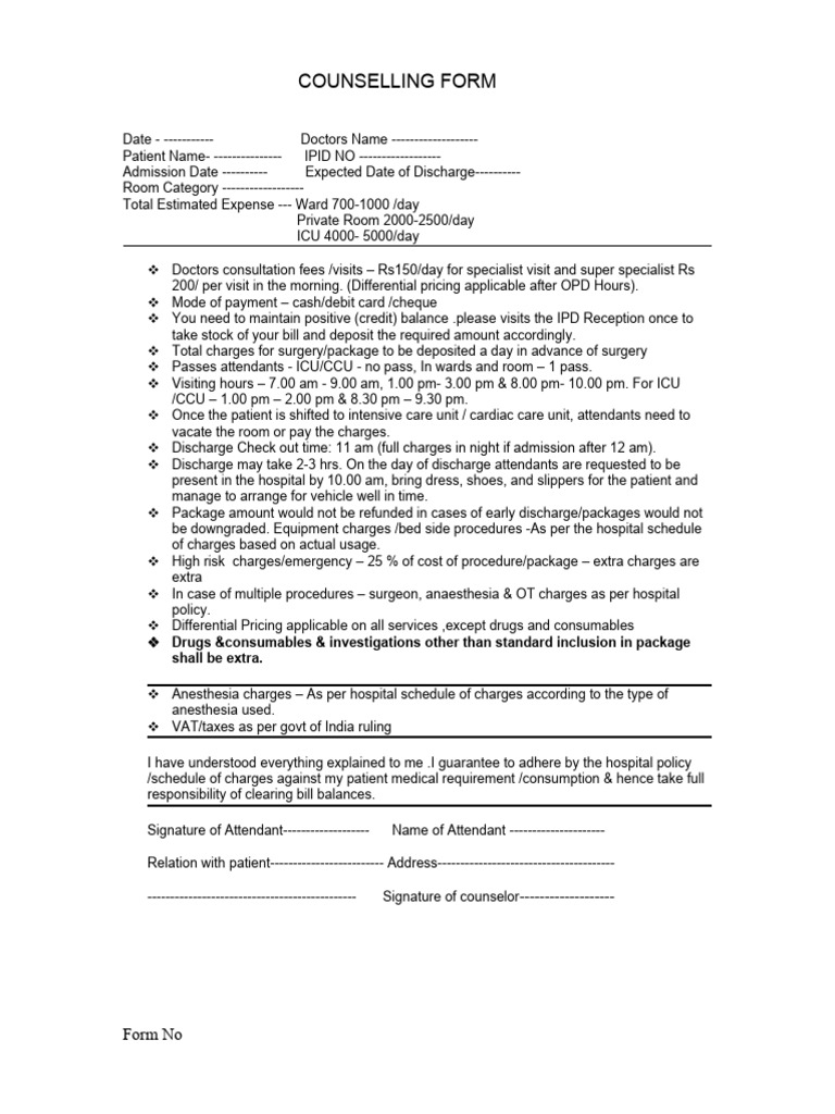 Counselling Form Apex | Download Free PDF | Intensive Care Unit | Cheque