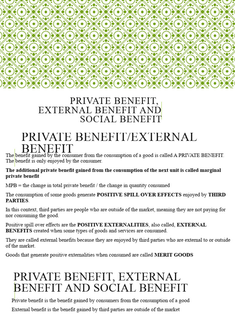 Private and External Benefit | PDF | Externality | Consumption (Economics)