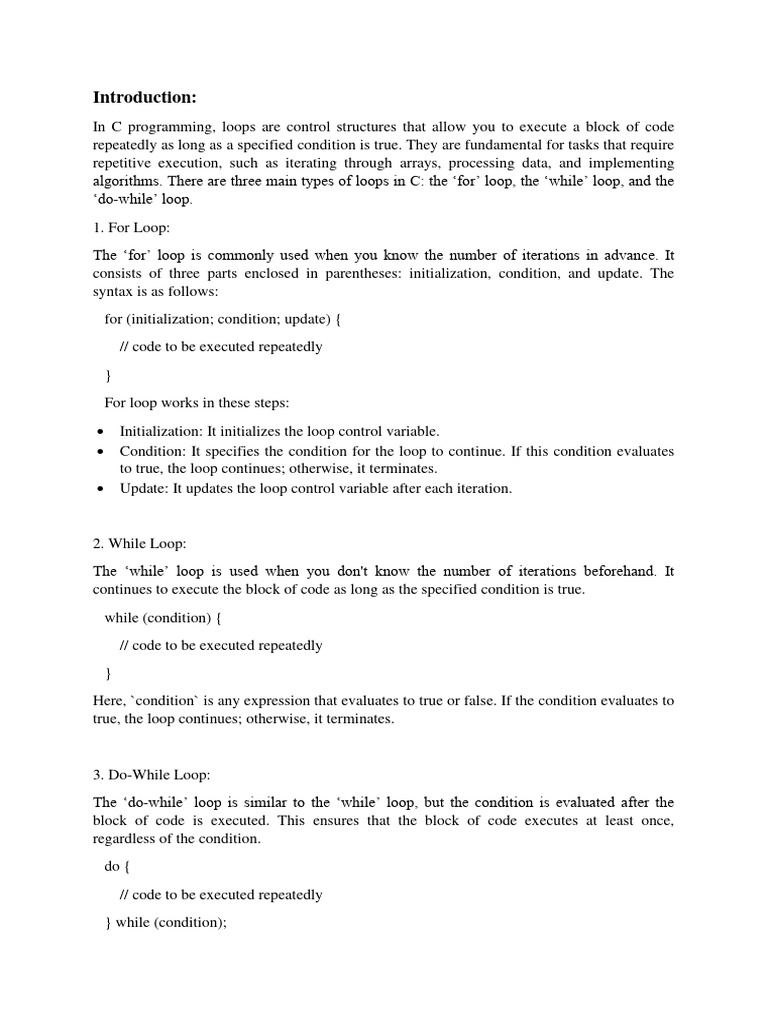 Lab Report On CSE, C Loop Operations Solution | PDF | Control Flow | Computer Program