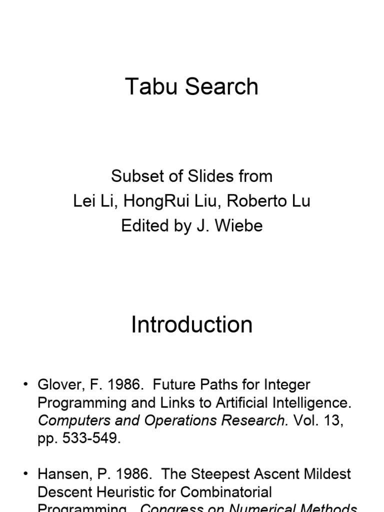 Tabu Search | PDF | Computer Science | Applied Mathematics