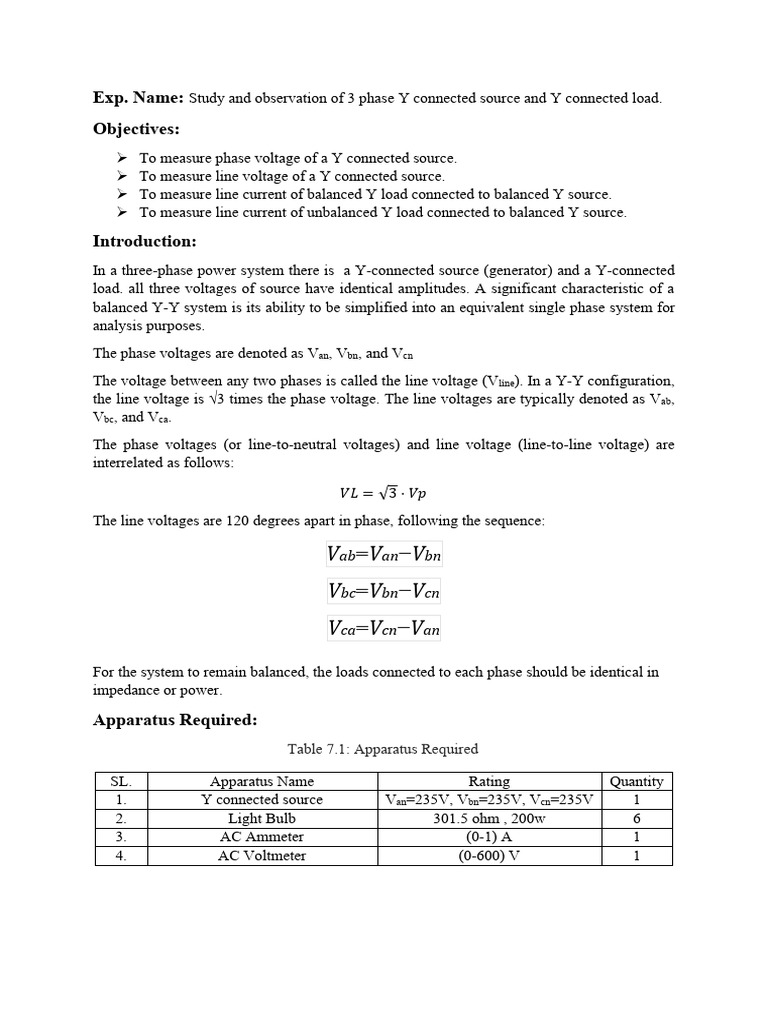 Wye Wye Connection Ic Ac Circuit | PDF | Voltage | Materials Science