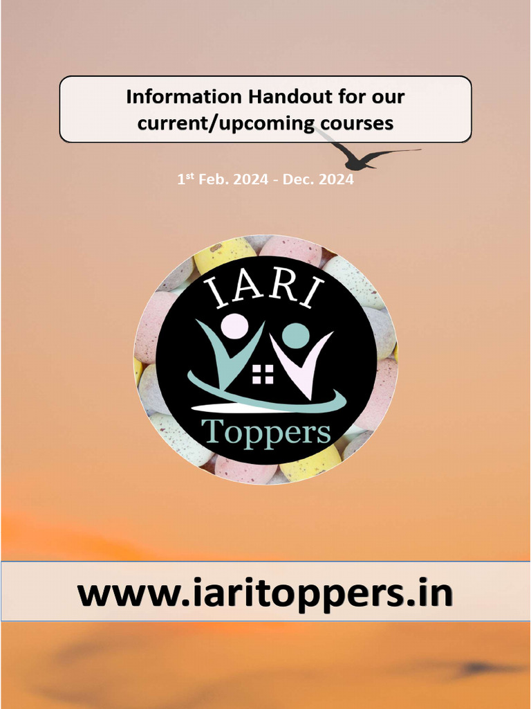 AFO Mains Courses 2024 IARI Toppers | PDF | Agriculture | Horticulture
