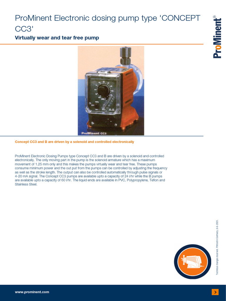 ProMinent Concept CC3 Dosing Pumps | PDF | Pump | Manufactured Goods