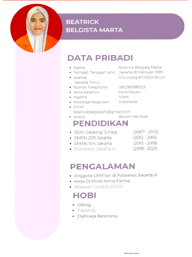 CV Beatrick Belgista Marta | PDF