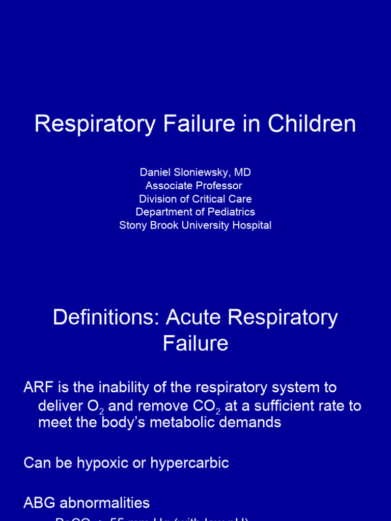 Understanding Pediatric Respiratory Failure | PDF | Clinical Medicine ...