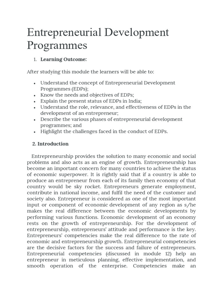 EDPs | PDF | Entrepreneurship | Motivation