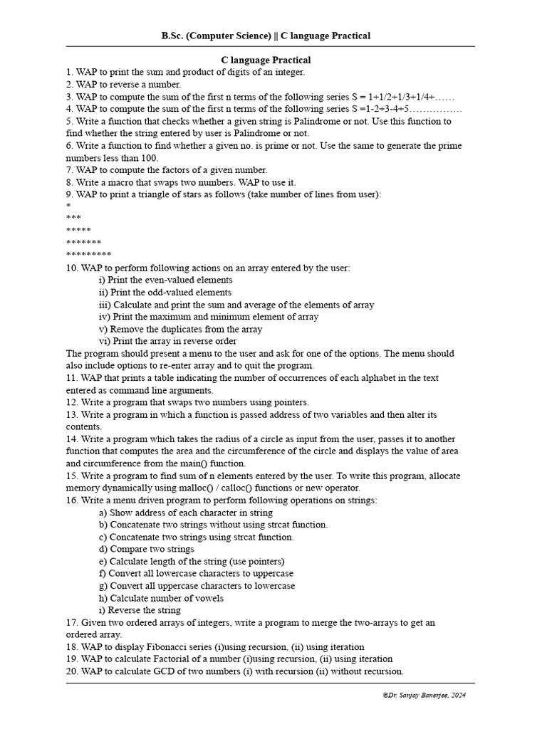 BSC - C Language Practical | PDF | Area | String (Computer Science)