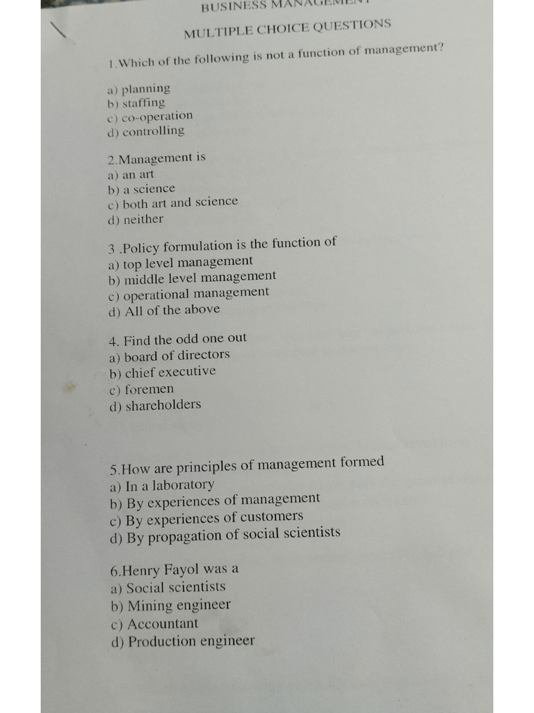 Management MCQ | PDF