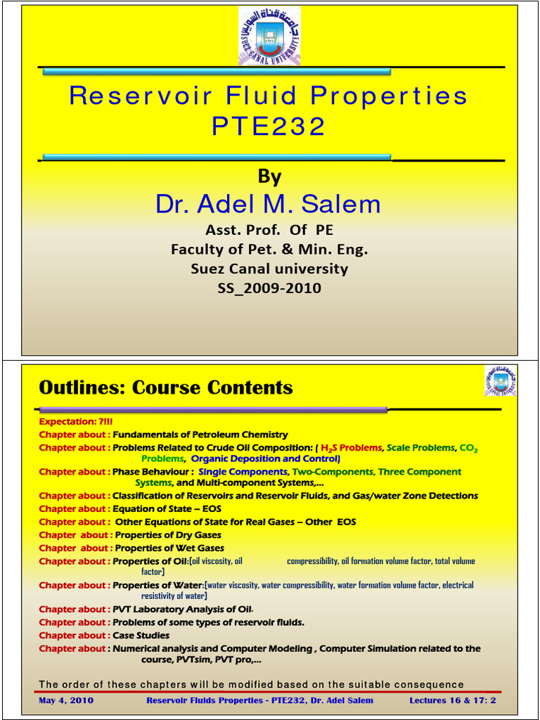 Lectures 16 and 17 Reservoir Fluid Properties | PDF | Gases | Petroleum Reservoir