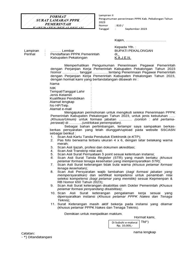 Format Lampiran Pengumuman Word | PDF