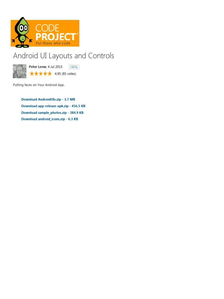 Android Ui Layouts And Controls Codeproject Pdf Android Operating System Computer Keyboard 7227