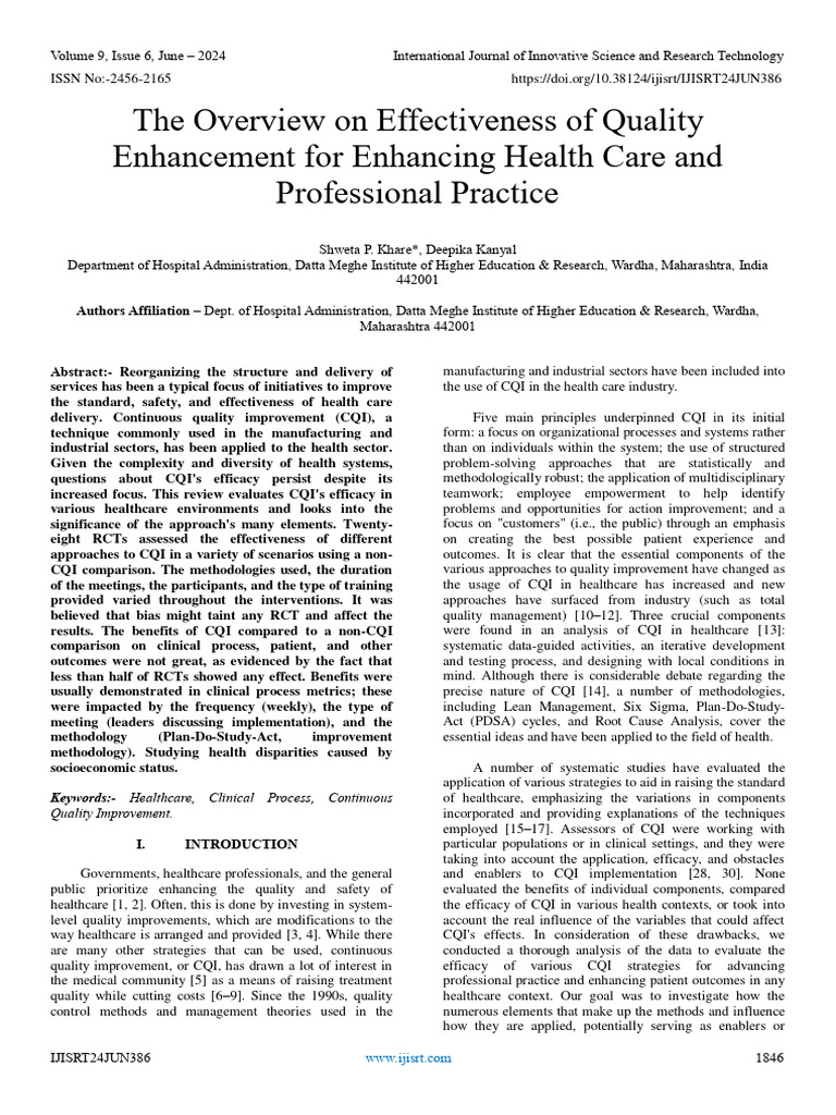 The Overview On Effectiveness of Quality Enhancement For Enhancing ...