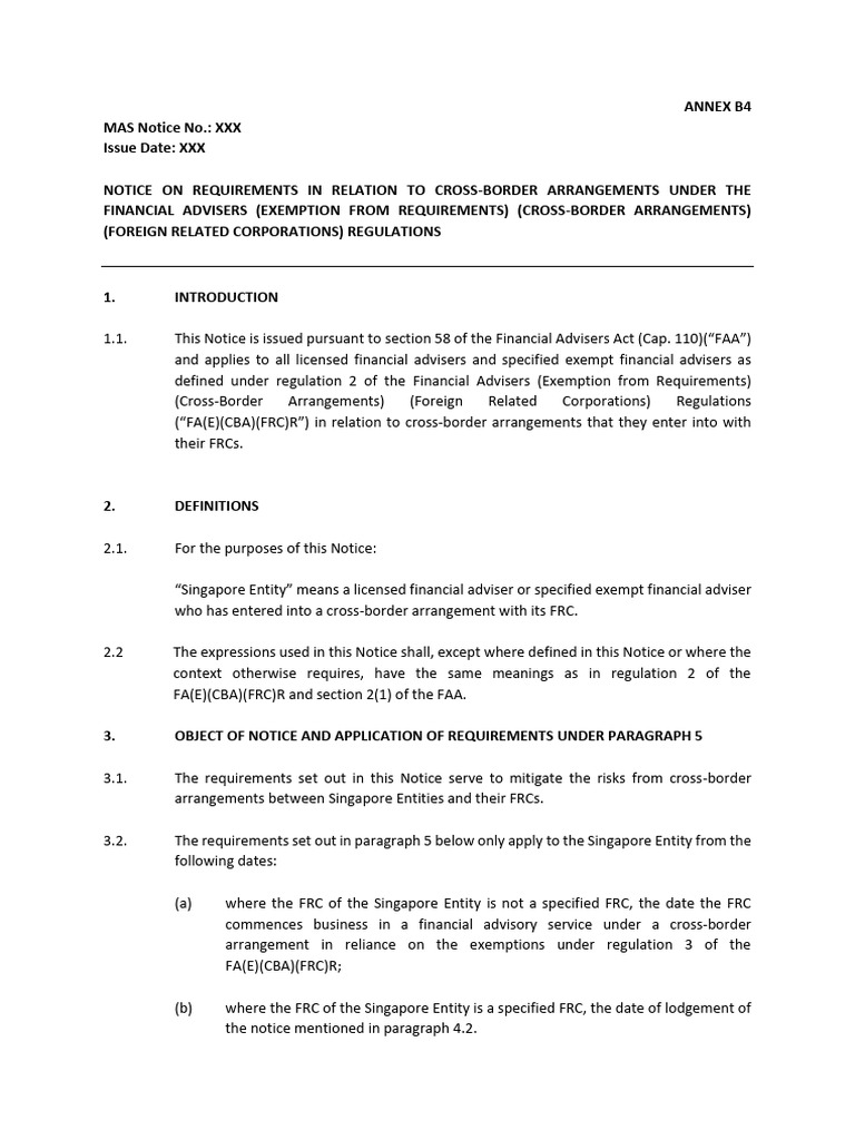 Annex B4 Draft Notice on Requirements in relation to CrossBorder ...