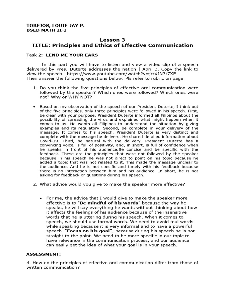 MODULE 1 LESSON 3 | PDF | Communication | Speech