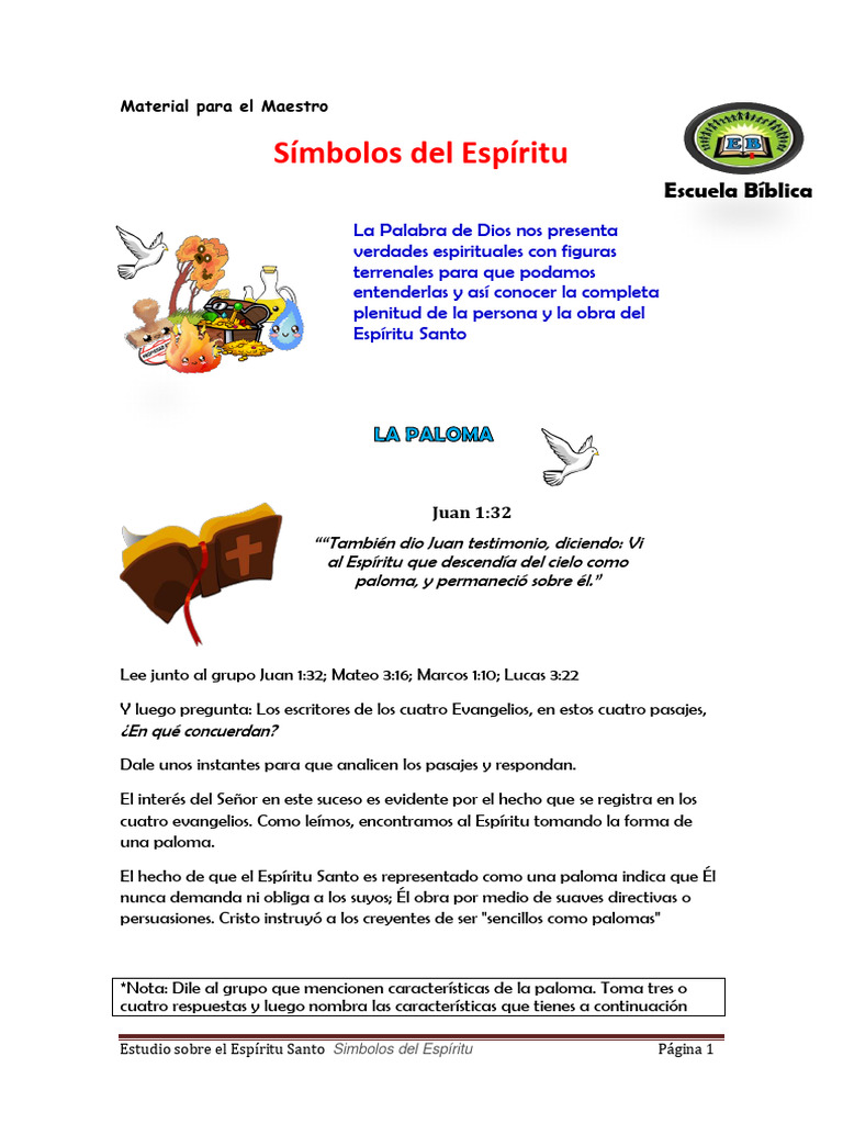 Simbolos Del Espiritu Santo Maestro | PDF | La unción | espíritu Santo