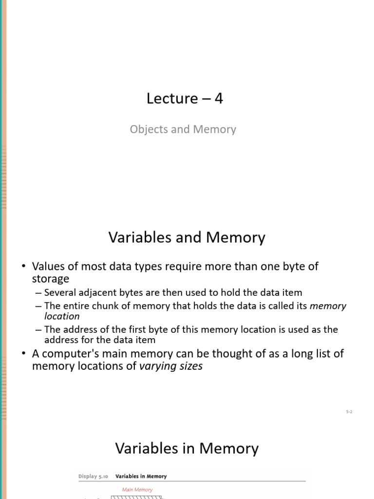 Lecture-4 Objects and Memory-DESKTOP-APD3U0U | PDF | Variable (Computer Science) | Data Type