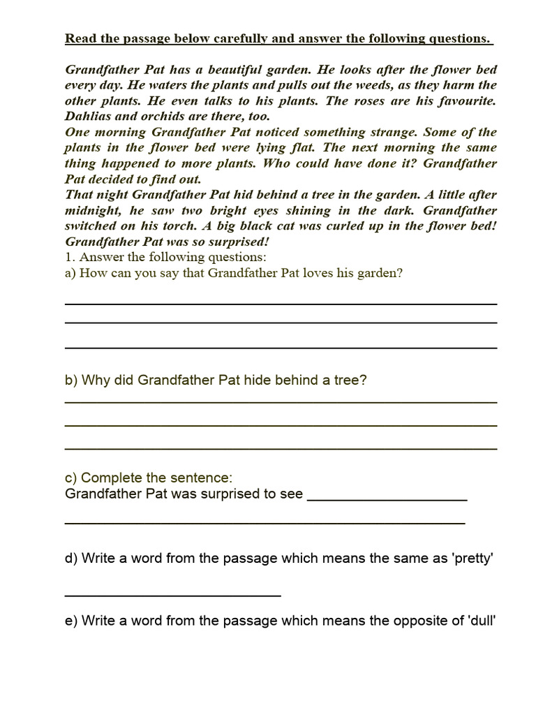 Read The Passage Below Carefully and Answer The Following Questions ...