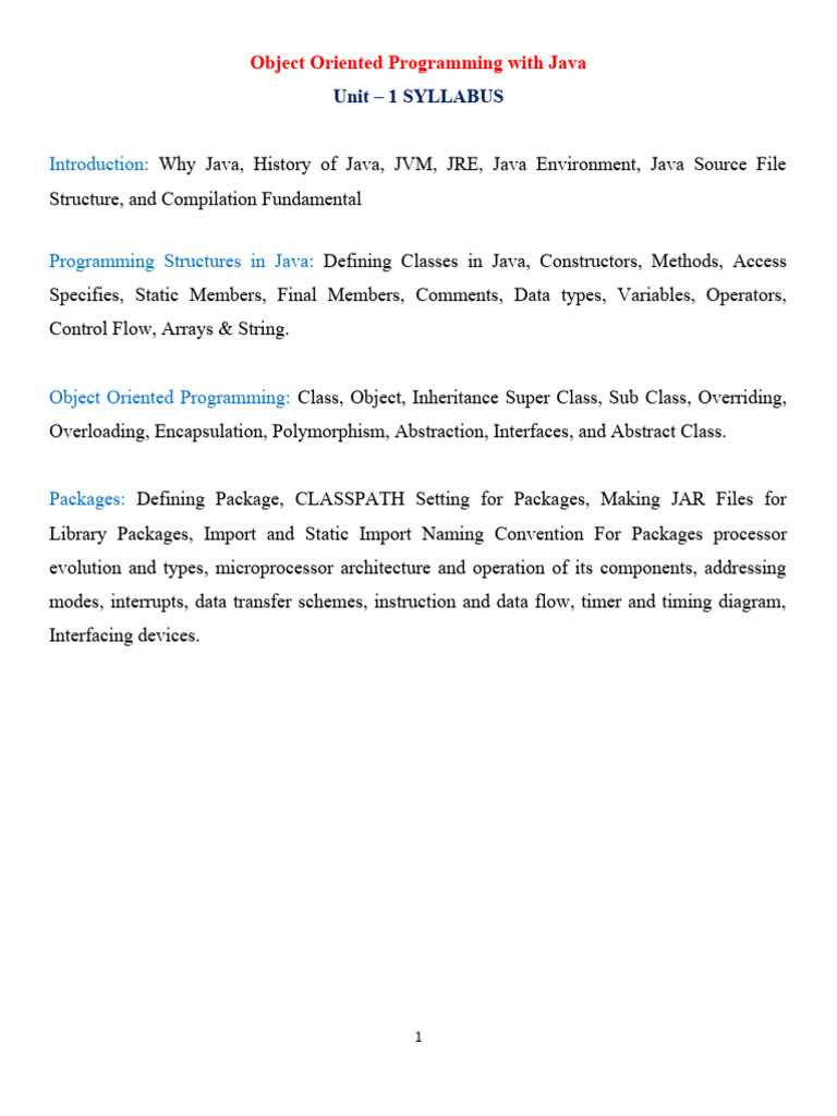 Java Notes U1 | PDF | Java (Software Platform) | Java Virtual Machine