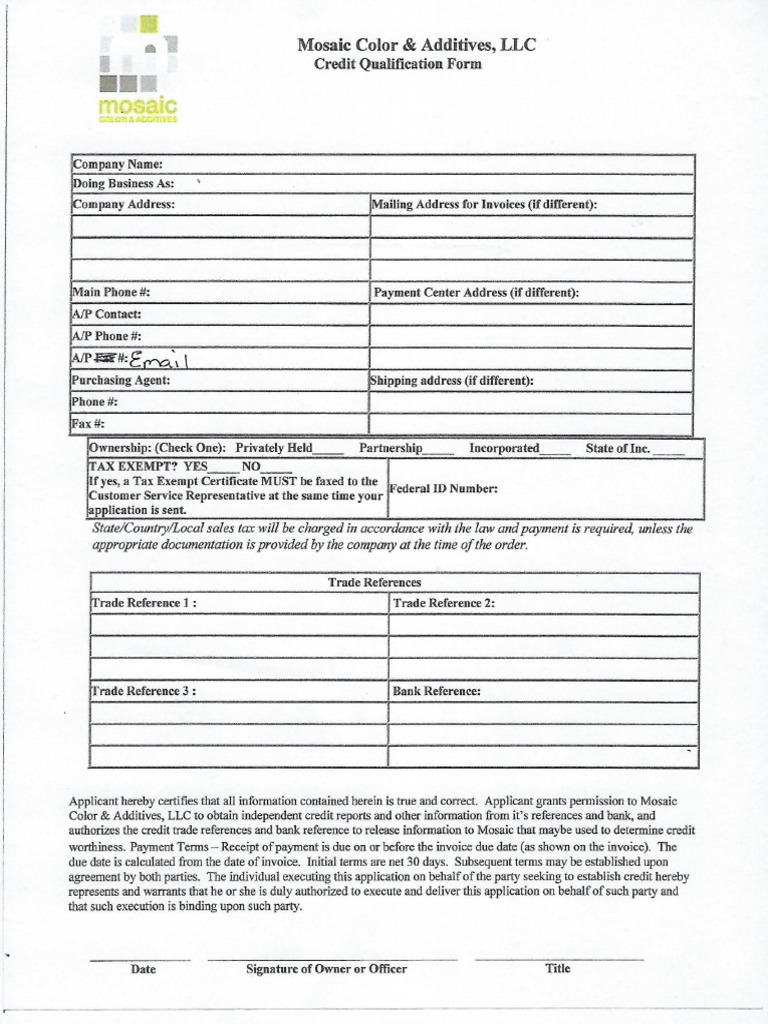 New Customer Credit Application | PDF