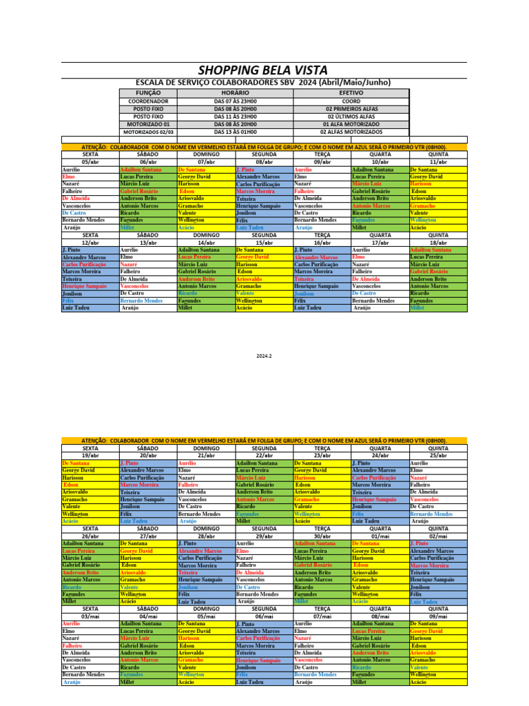 Escala Colab SBV 2024 - .Abr - Mai.jun.2024-1 | PDF