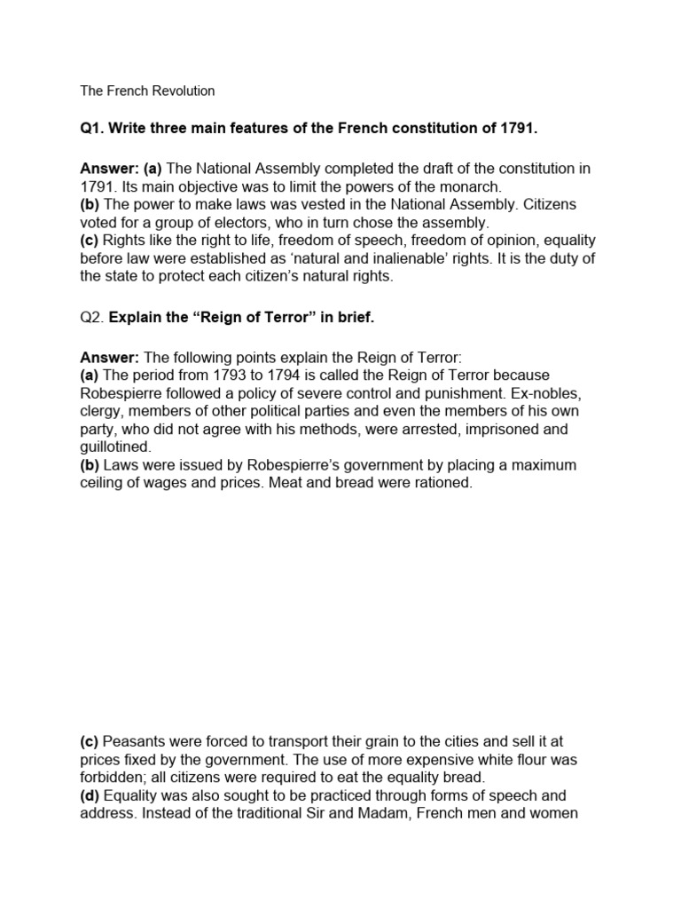 Class Work | PDF | Reign Of Terror | Maximilien Robespierre