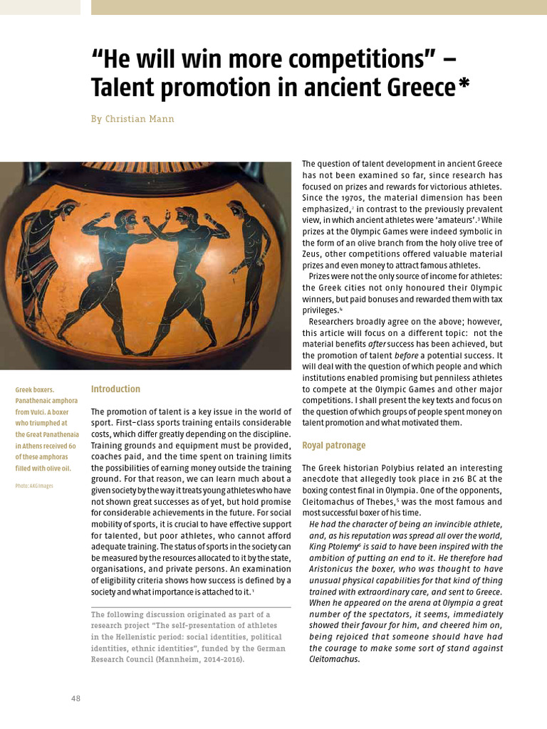 Talent Promotion in Ancient Greece | PDF | Ancient Greece | Hellenistic ...