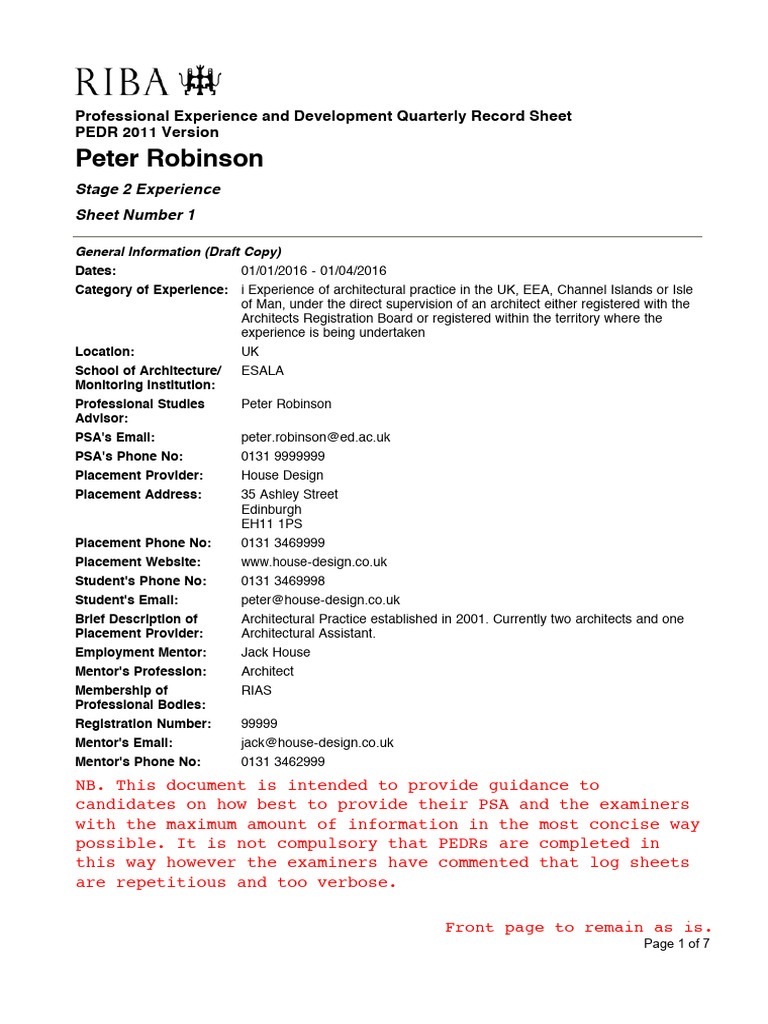 PEDR example | PDF | Architect