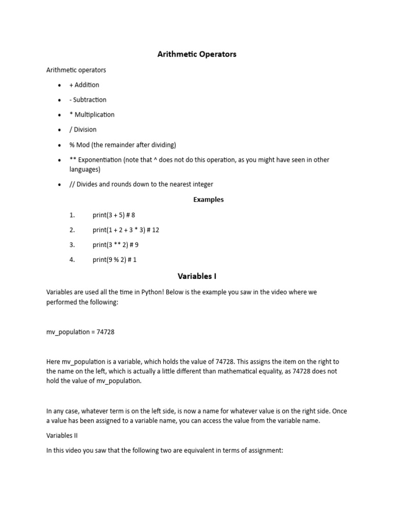 Arithmetic Operators | Download Free PDF | Reserved Word | Parameter (Computer Programming)