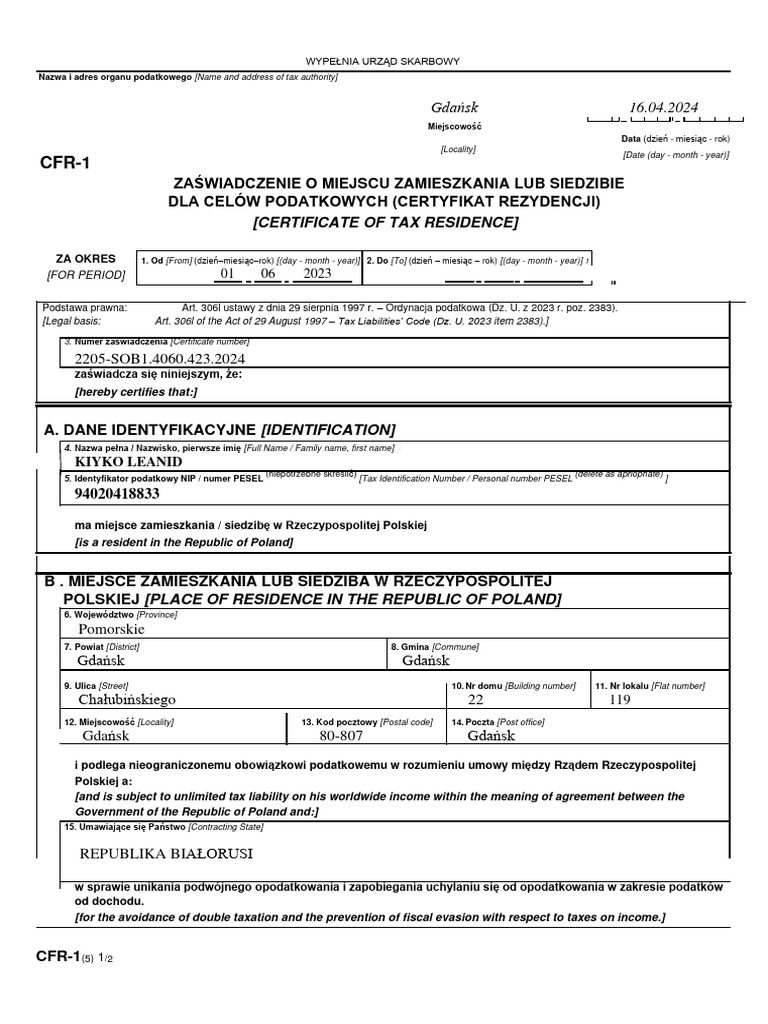 CFR-1 Kiyko Leanid | PDF