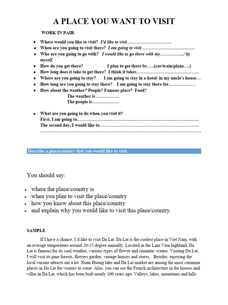 A Place You Want to Visit | PDF