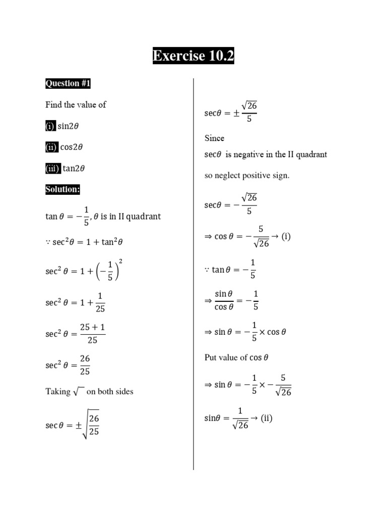 Math Class 11 Chapter 10 Ex 10.2 KPK Book FEDRAL Board | PDF | Special ...