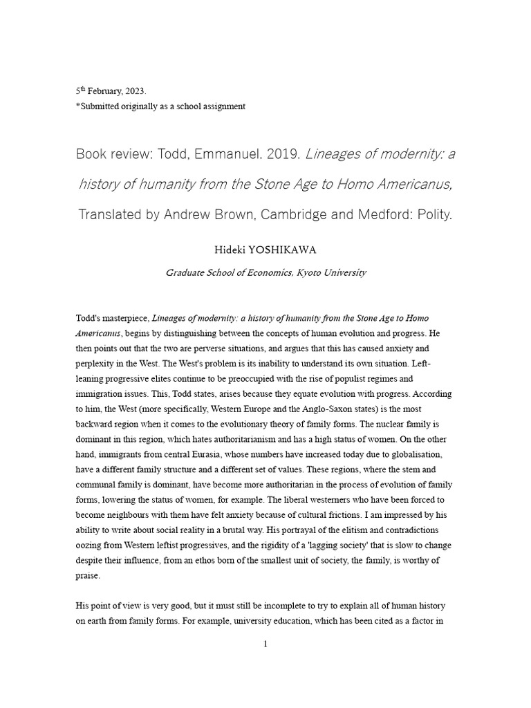 Book Review: Todd's Lineages of Modernity | PDF | Egalitarianism | Han ...