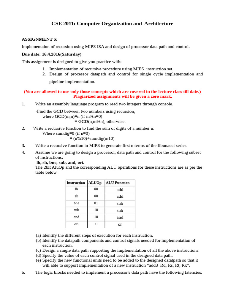 COA Major Assignment4 | PDF | Central Processing Unit | Digital Electronics