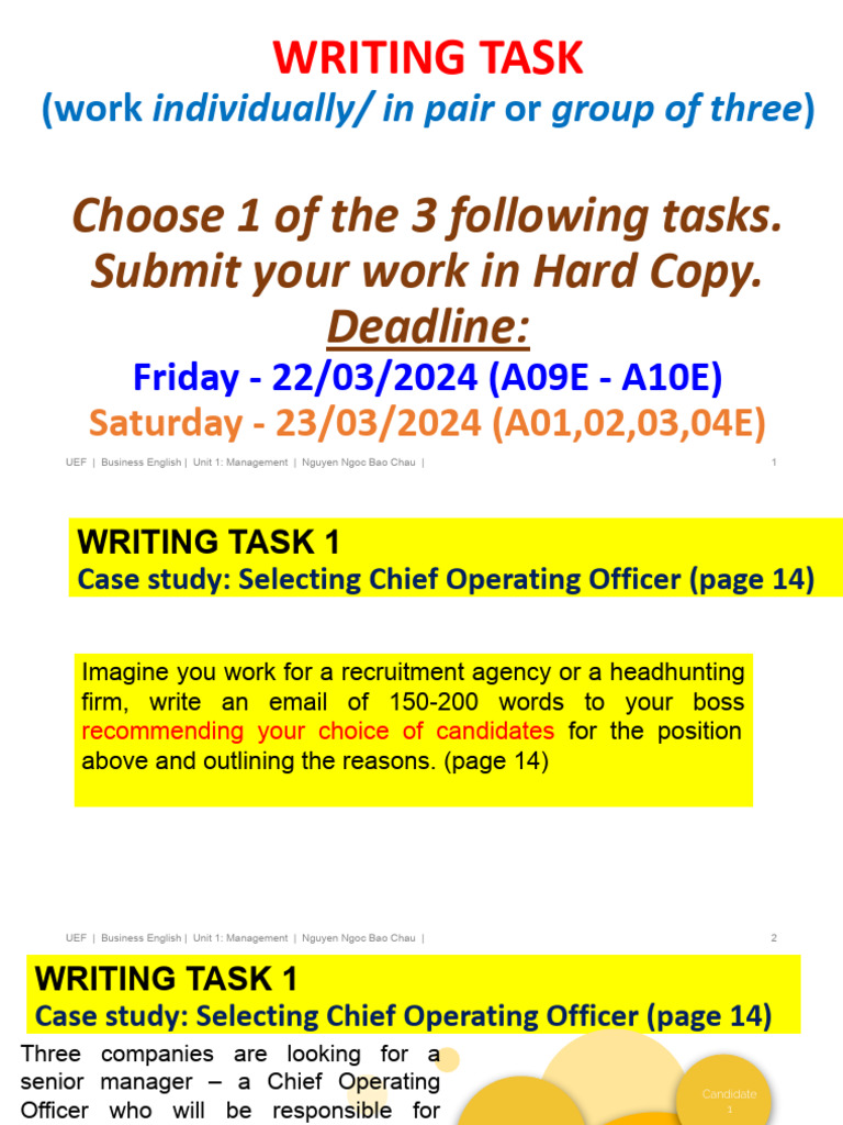 Business English - WRITING TASK | PDF | Communication | Human Communication