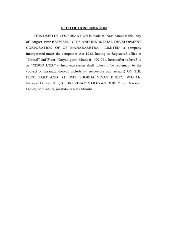 DEED OF CONFIRMATION | PDF | Natural Resources Law | Civil Law (Common Law)