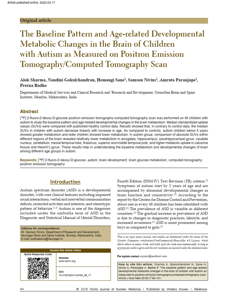 Autism PET Scan | Download Free PDF | Positron Emission Tomography | Ct ...
