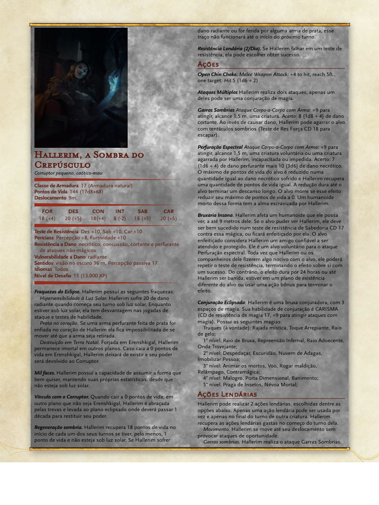 Hallerim, A Sombra Do Eclipse - Ficha | PDF