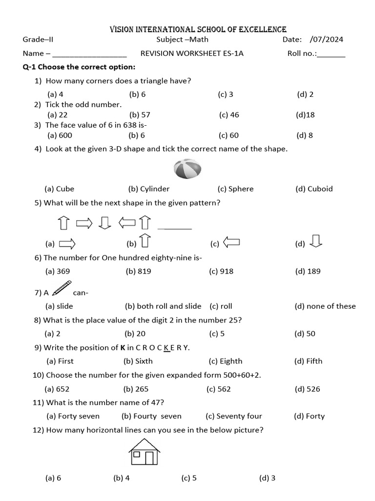Revision Worksheet ES-1A - Math | PDF | Geometry | Euclidean Geometry